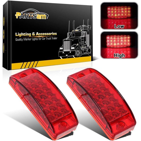 商品名Partsam 2Pcs Red 6"" LED Rectangle Side Marker and Clearance Trailer Lights 21 Diodes with Reflectors Waterproof 12V ...