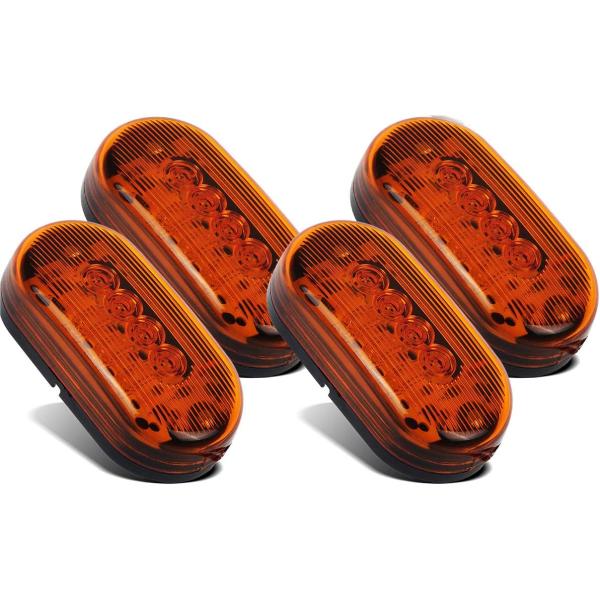 商品名Partsam トレーラー クリアランスまたはサイドマーカーライト - LED - 10ダイオード - アンバーレンズ - ブラックベース - 4インチ、4x2長方形LEDライト 識別ライトPartsam Trailer Cleara...
