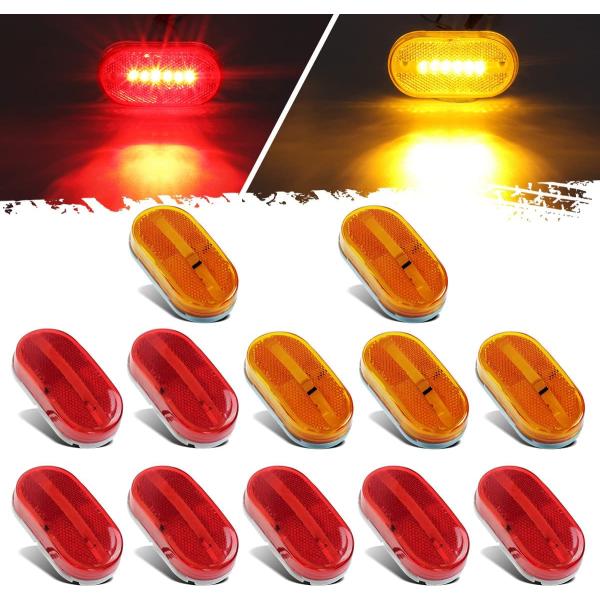 商品名Partsam 長方形 4インチ x 2インチ LED トレーラー クリアランス サイドマーカーライト 反射レンズ付き DOT認定 密閉面マウント 2x4 長方形 RV キャンパー LEDマーカーライト 6LED - 7 レッド &a...