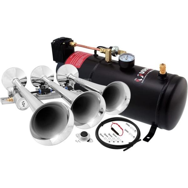 商品名Vixen Horns Train Horn Kit for Trucks/Car/Semi. Complete Onboard System- 150psi Air Compressor, 1 Gallon Tank, 3 Trum...
