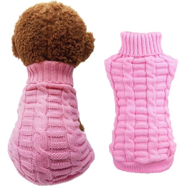 商品名Knitted Braid Plait Turtleneck Sweater Knitwear Outwear for Dogs &amp; Cats (Pink, XS)ブランド：Wiz BBQT商品サイズ：XS高さ：2.6 cm横...