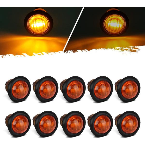 商品名Partsam 10個 3/4インチ ラウンドLEDマーカーライト 3ワイヤコンビネーション ウィンカーとランニングランプ クリアランスライト グロメットマウント ジープスパイダーフェンダーマーカーライト交換用 密封Partsam 1...
