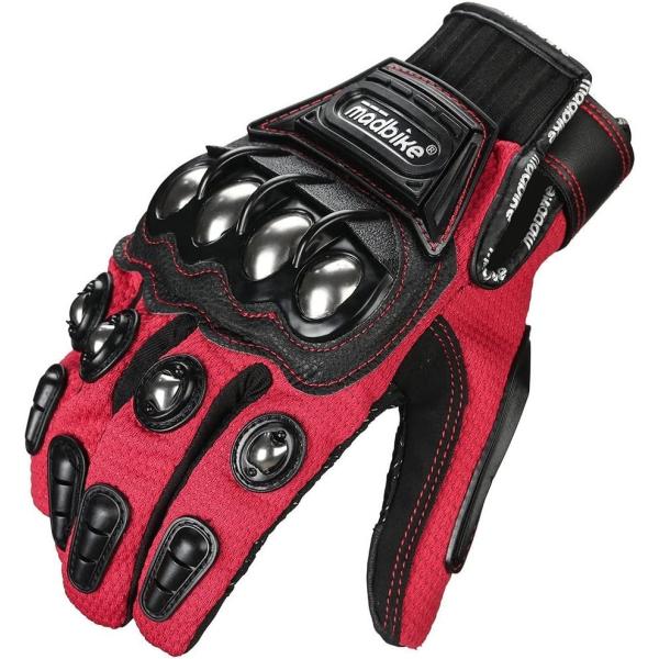 商品名ILM バイク グローブ 春夏秋用 オフロード 自転車 サイクリング用 ハードプロテクター スマホ対応 超軽量 通気性 滑り止め 耐衝撃 耐久性 タッチパネル アウトドア サバゲー 作業用 バイク オートバイ手袋(赤Ｍ）ILM All...