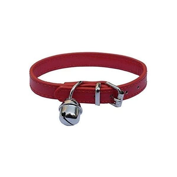 商品名Red Leather Pet Collars for Cats,Baby Puppy Dog,Adjustable 8""-10.5"" Kitten Collar with Bellブランド：Lanyarco商品サイズ：XS高さ：...
