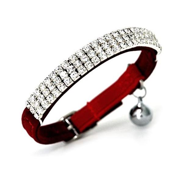 商品名CHUKCHI Soft Velvet Safe Cat Adjustable Collar Bling Diamante with Bells,11 inch for Small Dogs and Cats (Red)ブランド：CH...