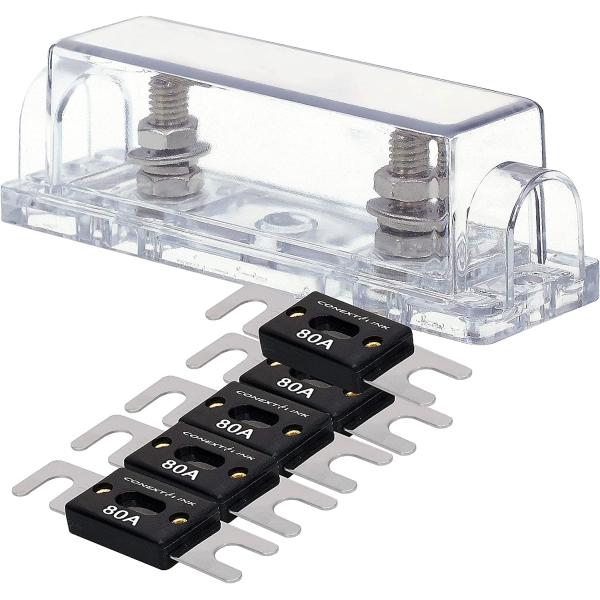 商品名Conext Link FHA1580 1つ1/0 2 4AWG ANLヒューズホルダー、80A ヒューズ5個付きConext Link FHA1580 1 ANL Fuse Holder + 5 80A Amp Fuse 1/0 2...