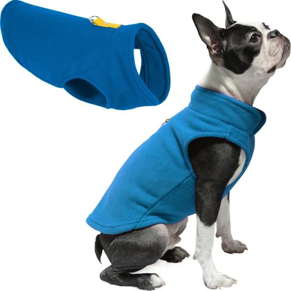 商品名Gooby Fleece Vest Dog Sweater - Deep Blue, X-Small - Warm Pullover Fleece Dog Jacket with O-Ring Leash - Winter Small...