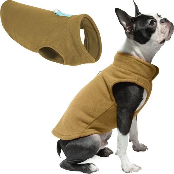 商品名Gooby Fleece Vest Dog Sweater - Clay, Small - Warm Pullover Fleece Dog Jacket with O-Ring Leash - Winter Small Dog Sw...