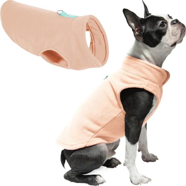 商品名Gooby Fleece Vest Dog Sweater - Peach, Small - Warm Pullover Fleece Dog Jacket with O-Ring Leash - Winter Small Dog S...