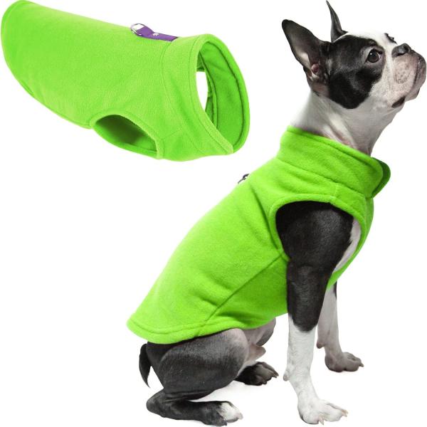商品名Gooby - フリースベスト、スモールドッグプルオーバーフリースジャケット、リーシュリング、ライム、ミディアムGooby Fleece Vest Dog Sweater - Lime, Medium - Warm Pullover ...