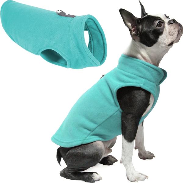 商品名Gooby Fleece Vest Dog Sweater - Turquoise, Small - Warm Pullover Fleece Dog Jacket with O-Ring Leash - Winter Small D...