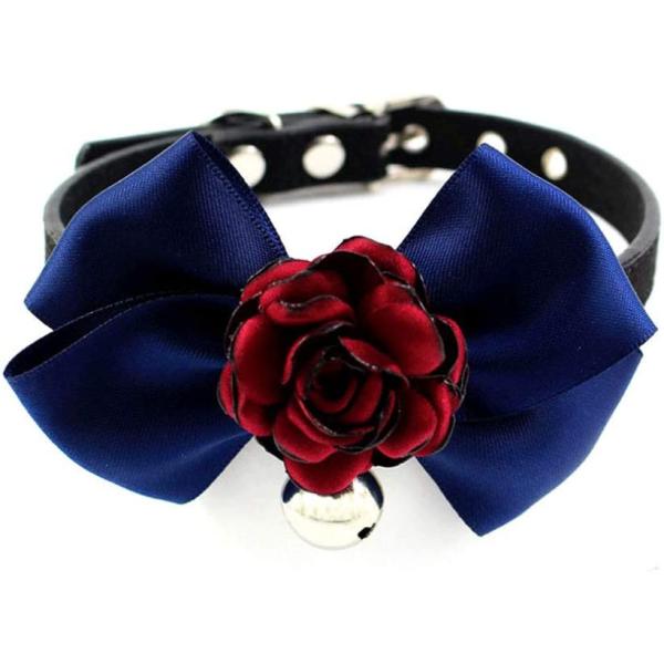 商品名PETFAVORITES Nappa Leather Dog Collar Cute Cat Collar Necklace Jewelry with Flower Bow Tie and Bell Charm for Small D...