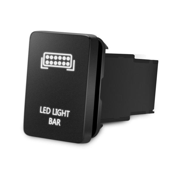 商品名MICTUNING Backlit LED Light BAR Symbol Push Button with Wiring Kit ON-Off Switch Replacement for Toyota (White, Surfa...