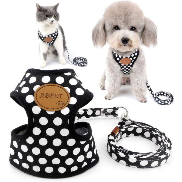 商品名SELMAI Small Dog Harness Vest Leash Set Polka Dot/Camo Mesh Padded No Pull Leads for Puppy Pet Cat (Large (Pack of 1)...