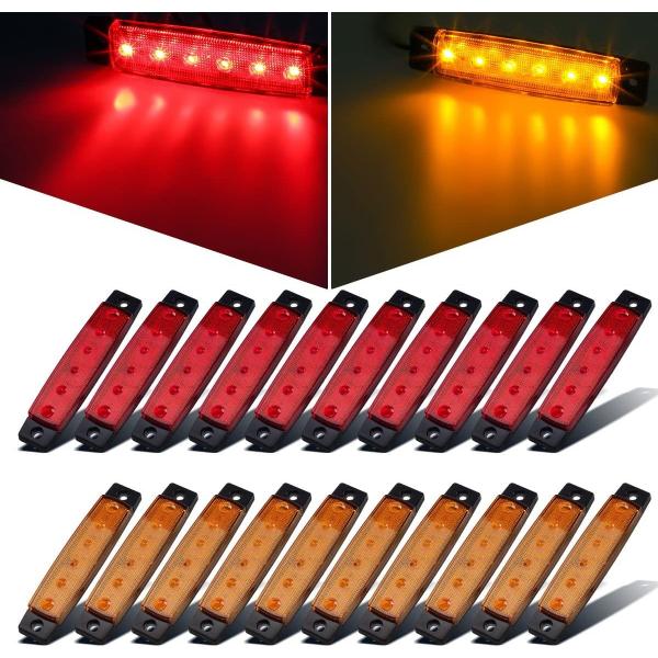 商品名Partsam 20x 3.8 Amber/Red Clearance lights Truck Trailer RV Lorry Van Side Marker Indicators Decorative, Thin Line 3....