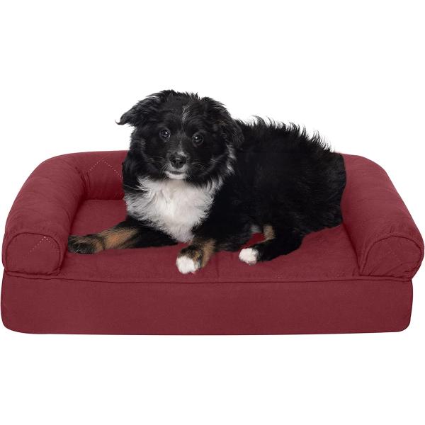 商品名Furhaven Small Orthopedic Dog Bed Quilted Sofa-Style w/ Removable Washable Cover - Wine Red, Smallブランド：Furhaven商品サイズ：...