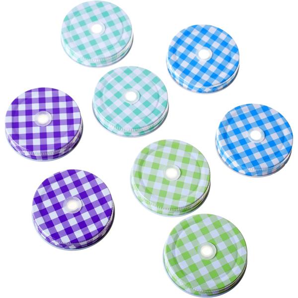 商品名COSMOS 8 Pcs 4 Different Colours Decorative Mason Jars Lids with Straw Hole for Mason Jars Canning Drinking JarsCosmo...
