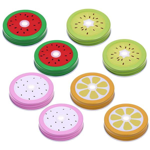 商品名コスモス4色メタル装飾Regular Mouth Mason Jar Lids withストロー穴、8ピースパックCOSMOS 4 Colors Metal Decorative Regular Mouth Mason Jar Lid...