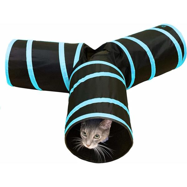 商品名Purrfect Feline Tunnel of Fun, Collapsible 3-Way Cat Tunnel Toy with Crinkle (Blue, Medium)Purrfect Feline - 3 Way Ca...