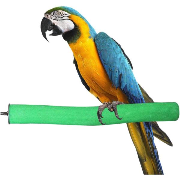 商品名オウム 鳥用パーチ 止まり木 爪とぎパーチ スクラブスティック 爪を磨く 噛む玩具 自然木 石英砂 ストップバー スタンドロッド ケージ用 ペット用品 グリーン (L-40CM)Bird Perch Rough-surfaced Na...