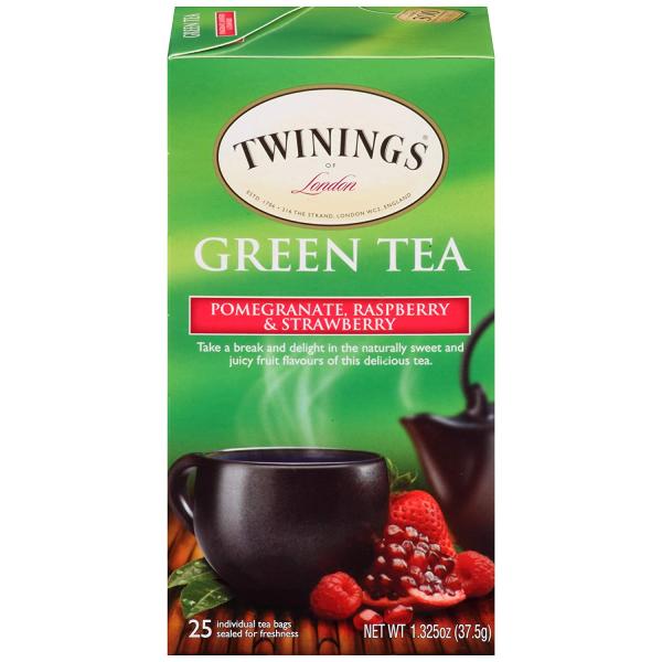 商品名Twinings Green Tea With Pomegranate, Raspberry and Strawberry, 25 Count Pack of 6, Fruity &amp; Refreshing, Caffeinat...