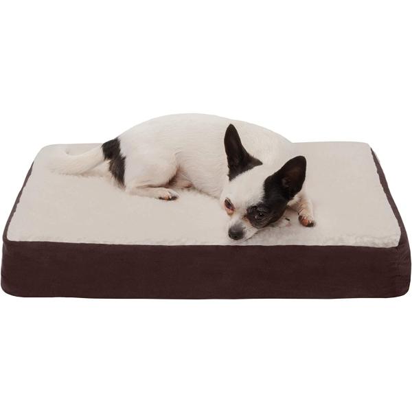 商品名Furhaven Small Memory Foam Dog Bed Sherpa &amp; Suede Mattress w/ Removable Washable Cover - Espresso, Smallブランド：Furh...