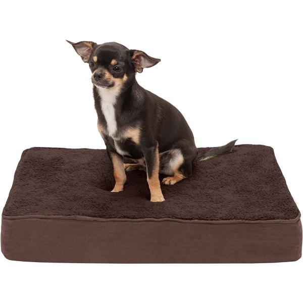 商品名Furhaven Small Memory Foam Dog Bed Terry &amp; Suede Mattress w/ Removable Washable Cover - Espresso, Smallブランド：Furha...