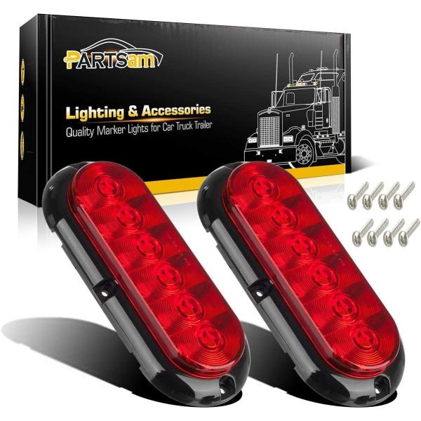 商品名Partsam s トレーラートラック ボートバスレッドは6"" inチオーバルストップターンテールブレーキライトドット主導しました 2パック 2PCPartsam 2PCS Trailer Truck Boat Bus Red LE...