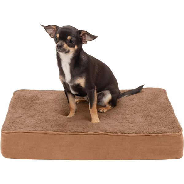 商品名Furhaven Small Memory Foam Dog Bed Terry &amp; Suede Mattress w/ Removable Washable Cover - Camel, Smallブランド：Furhaven...
