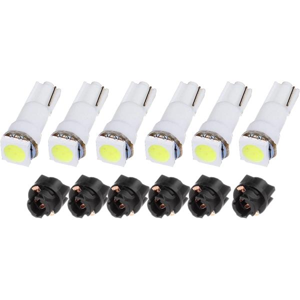 商品名cciyu 6x Car T5 5050 1SMD Wedge Xenon White LED Light Bulbs Instrument Panel Cluster Plug Lamp Dash Light Bulb w/T5 T...