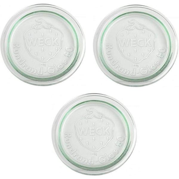 商品名3 x Weck 100mm (approx. 4"") Replacement Glass Lid. Fits WECK Models 738, 739, 740, 741, 742, 743, 744, 745, 748, 974...