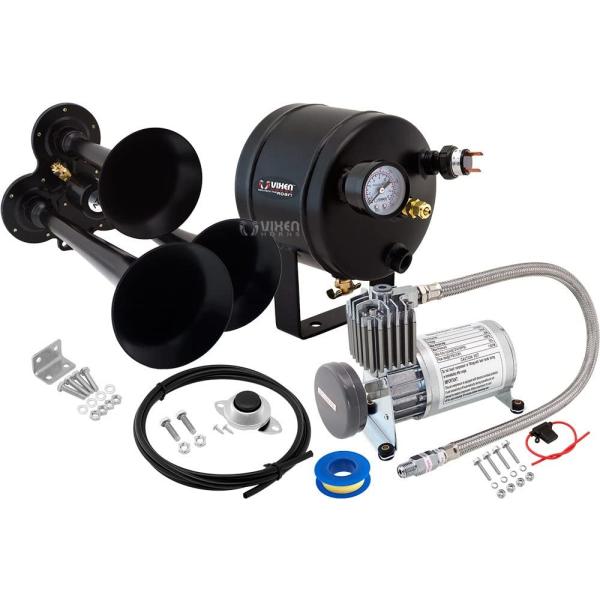 商品名Vixen Horns Train Horn Kit for Trucks/Car/Semi. Complete Onboard System- 150psi Air Compressor, 0.5 Gallon Tank, 3 Tr...