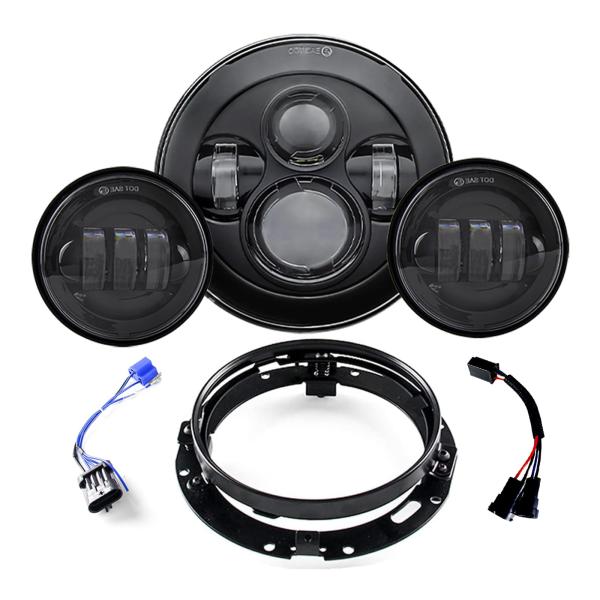 商品名: SKTYANTS 7インチ LED ヘッドライト オートバイプロジェクター 4.5インチ パスフォグライト付き 7インチ ラウンドブラケット マウントリングアダプター Road King Road Glide Street Gli...