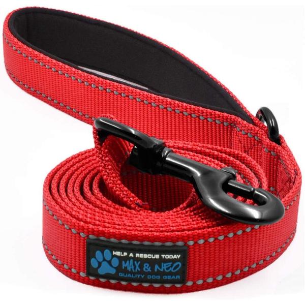 商品名Max and Neo Small Dog Reflective Nylon Dog Leash - We Donate a Leash to a Dog Rescue for Every Leash Sold (RED, 4x5/8...
