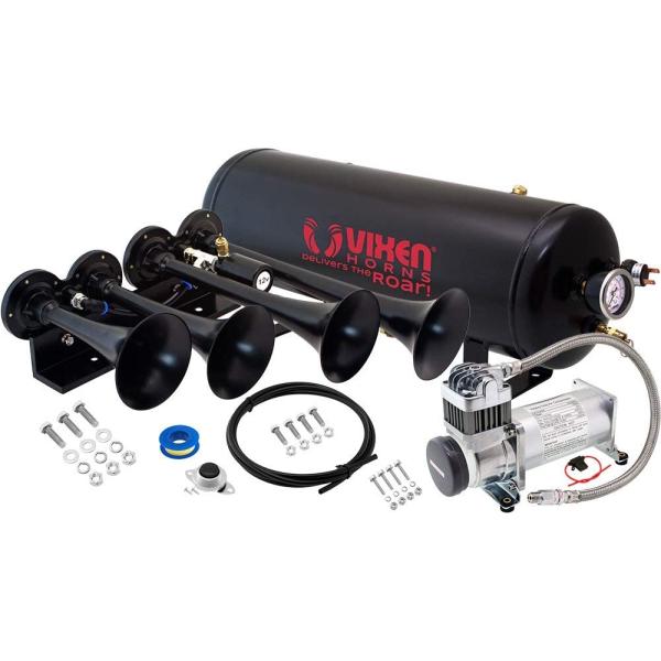 商品名Vixen Horns Train Horn Kit for Trucks/Car/Semi. Complete Onboard System- 200psi Air Compressor, 2.5 Gallon Tank, 4 Tr...