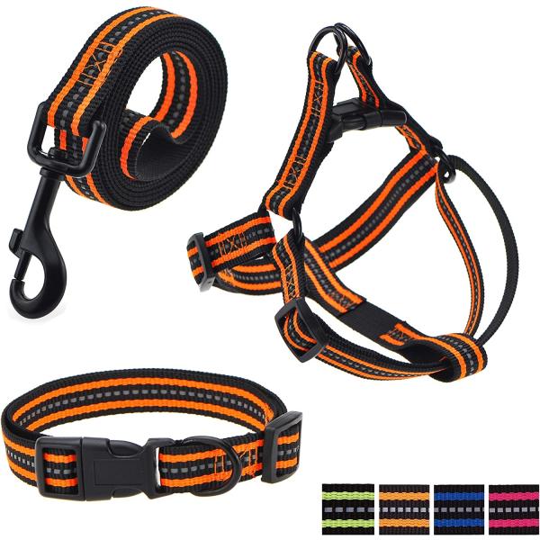 <b>商品名</b>Mile High Life Night Reflective Double Adjustable Band Nylon Small Puppy Pet Dog Combo Collar Leas...
