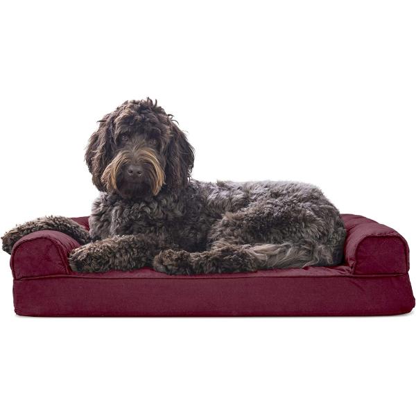 商品名Furhaven Medium Memory Foam Dog Bed Quilted Sofa-Style w/ Removable Washable Cover - Wine Red, Mediumブランド：Furhaven商品サ...