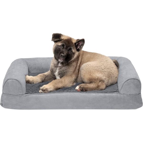 商品名Furhaven Medium Memory Foam Dog Bed Plush &amp; Suede Sofa-Style w/ Removable Washable Cover - Gray, Mediumブランド：Furha...