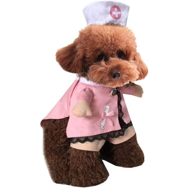 商品名Mikayoo Pet Dog Cat Halloween Costume Doctor Nurse Costume Dog Jeans Clothes Cat Funny Apperal Outfit Uniform(Nurse,L...