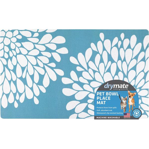 商品名Drymate Pet Bowl Placemat, Dog &amp; Cat Food Feeding Mat - Absorbent Fabric, Waterproof Backing, Slip-Resistant - Ma...