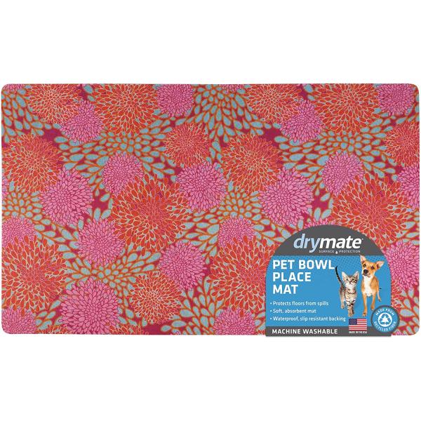 商品名Drymate Pet Bowl Placemat, Dog &amp; Cat Food Feeding Mat - Absorbent Fabric, Waterproof Backing, Slip-Resistant - Ma...