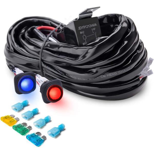 商品名MICTUNING Heavy Duty 14AWG 300W 2-Circuit Led Light Bar Wiring Harness Kit with Fuse, 60Amp Relay, Dual Waterproof Sw...