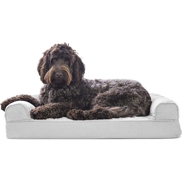商品名Furhaven Medium Memory Foam Dog Bed Quilted Sofa-Style w/ Removable Washable Cover - Silver Gray, Mediumブランド：Furhaven...