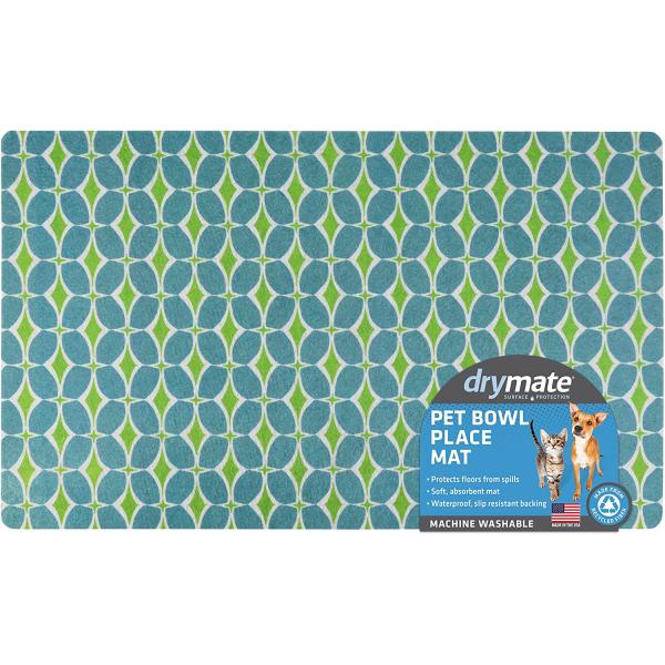 商品名Drymate Pet Bowl Placemat, Dog &amp; Cat Food Feeding Mat - Absorbent Fabric, Waterproof Backing, Slip-Resistant - Ma...
