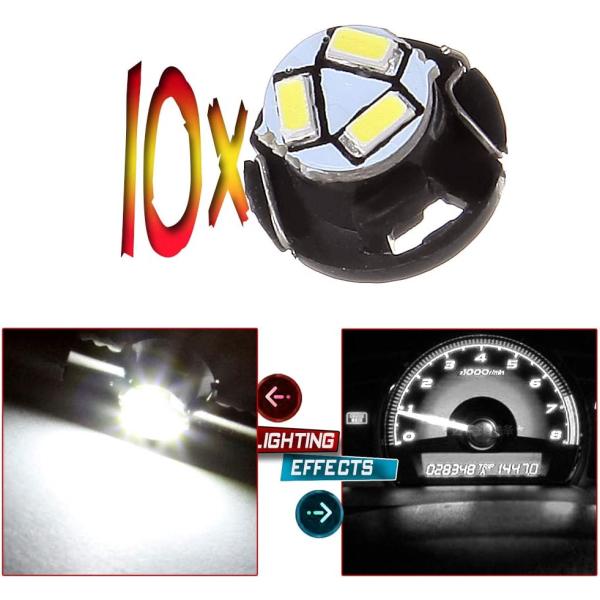 商品名cciyu 10 Pack White T5 Neo Wedge 3 SMD Led Bulbs A/C LED Ligh Dash Base Light Lamps 12V T5/T4.7-12mm Base diameter Re...