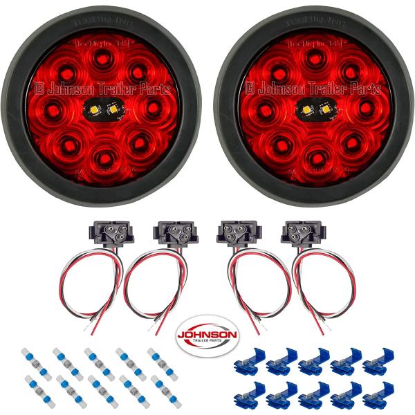 商品名LEDテールライトキット - 4インチ ラウンド 高視認性 ストップターンテールライト リバースライト付き | トラック トレーラー RV用 | 配線コネクタ付き (グロメットマウント)LED Tail Light Kit - 4""...