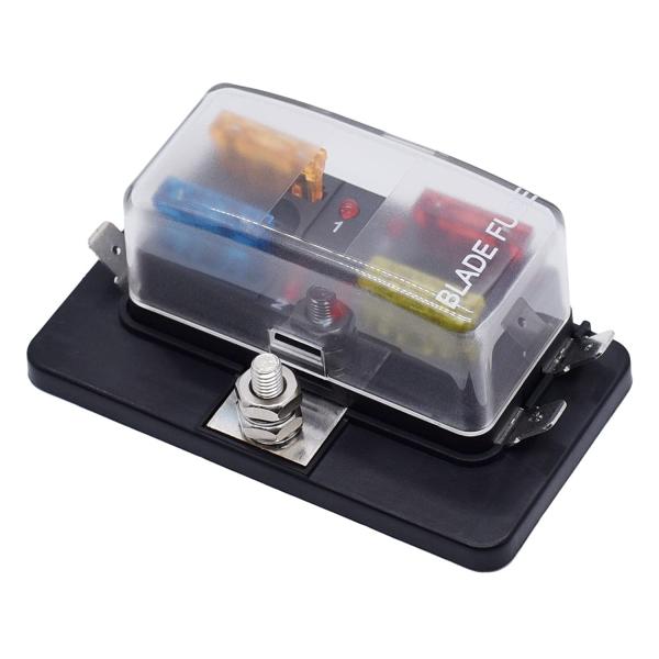 商品名Cllena 4-Way Blade Fuse Box [LED Indicator Fuse Holder + Protection Cover] - Fuse Block for Car Boat Marine Automotiv...