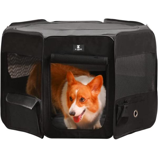 商品名X-ZONE PET 折り畳み式ペットフェンスセット 八角形サークル プレイサークル 　布製防水 お出かけに使用可、猫犬兼用X-ZONE PET Portable Foldable Pet Dog Cat Playpen Crates...