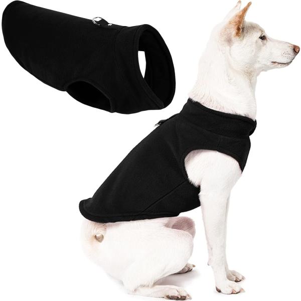 商品名Gooby Fleece Vest Dog Sweater - Black, X-Small - Warm Pullover Fleece Dog Jacket with O-Ring Leash - Winter Small Dog...