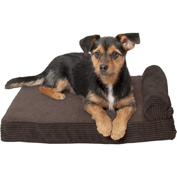 商品名Furhaven Small Memory Foam Dog Bed Fleece &amp; Corduroy Chaise w/ Removable Washable Cover - Dark Espresso, Smallブラン...
